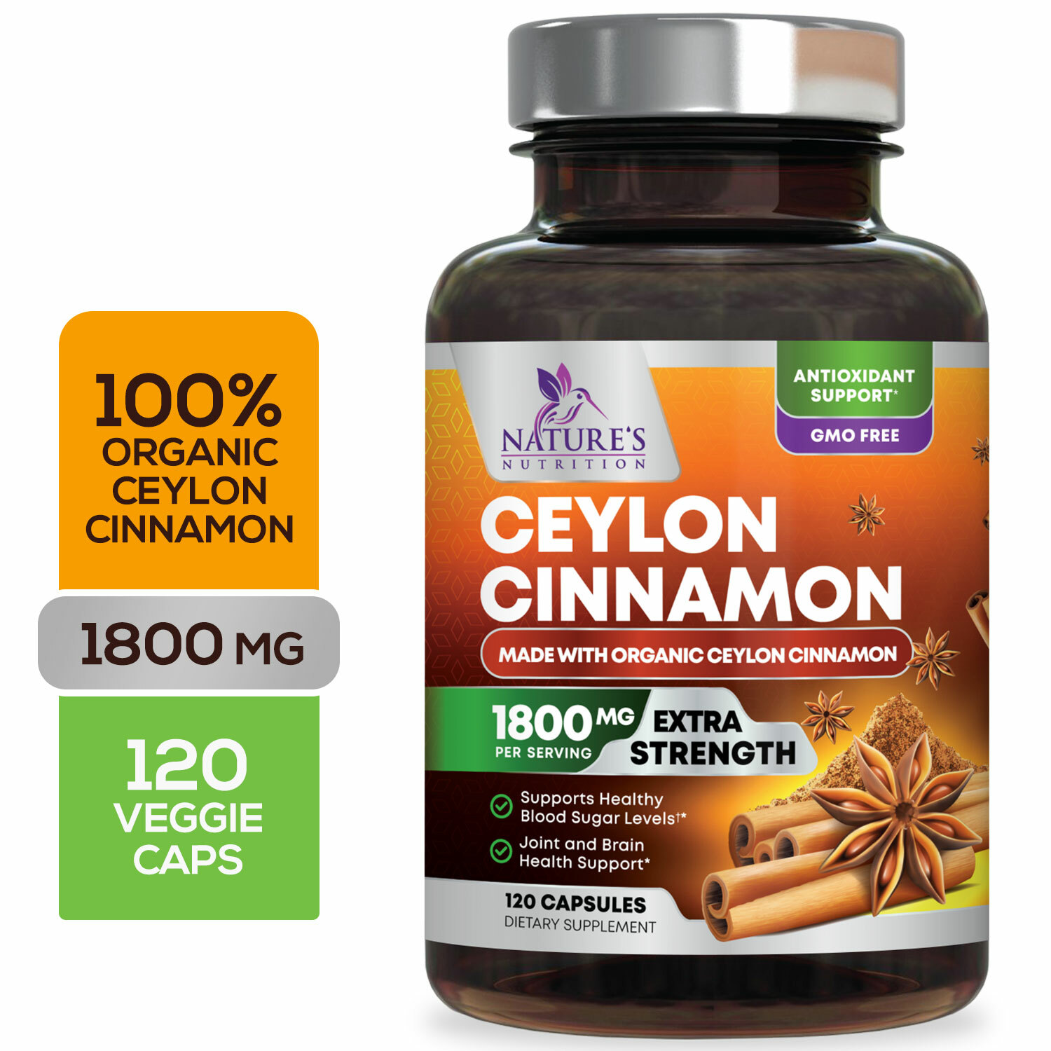 True Organic Ceylon Cinnamon Capsules 1800mg Highest Potency Blood Sugar Support | eBay