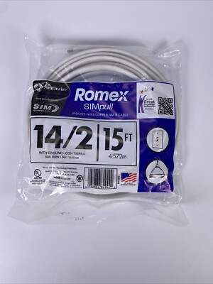 SOUTHWIRE ROMEX 15 FT. 14-2 SOLID WHITE INDOOR WHITE COPPER CABLE | eBay