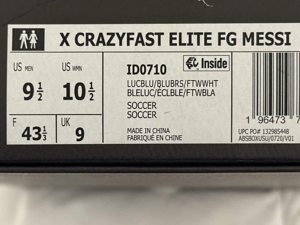 Adidas X Crazyfast Messi Elite FG Soccer Cleats Blue ID0710 Men's Size ...