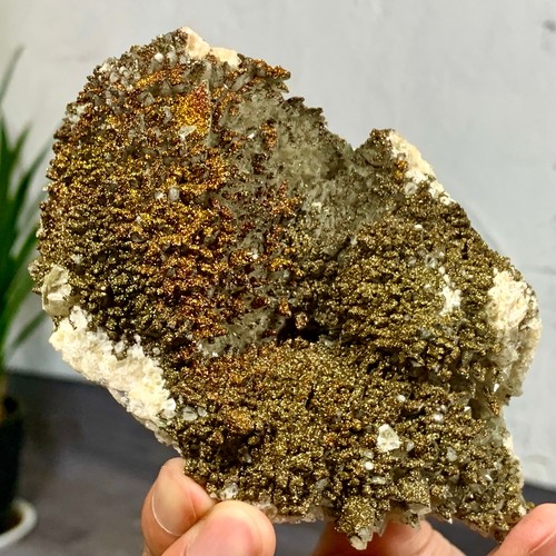 439G Natural Colored pyrite+calcite, crytal symbiotic mineral specimen ...