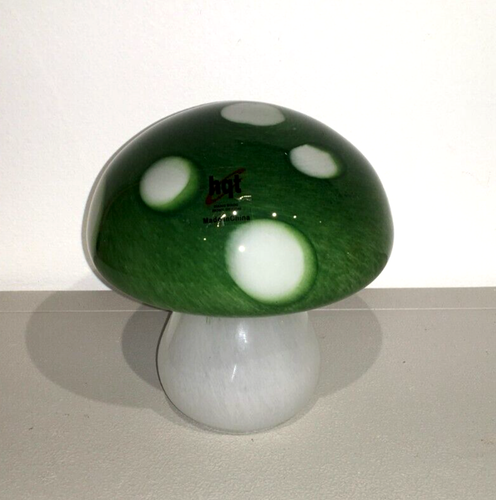 GLASS MUSHROOM GREEN WITH WHITE POLKADOTS MADE BY HQT (NEW) | eBay