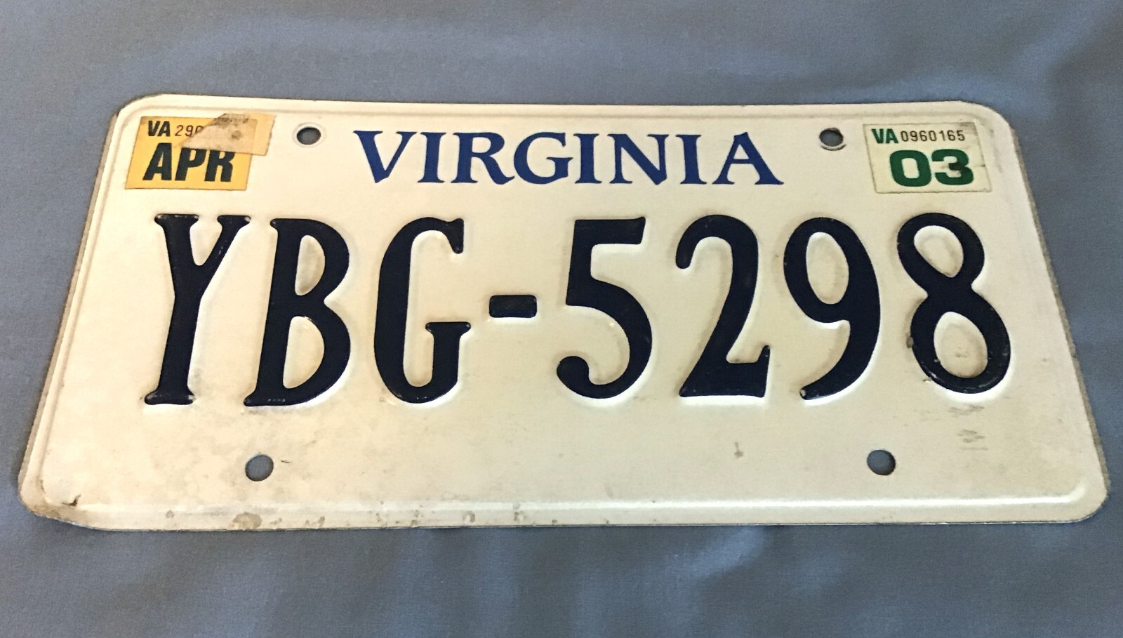 Virginia License Plate YBG-5298, Expired April 2003 | eBay
