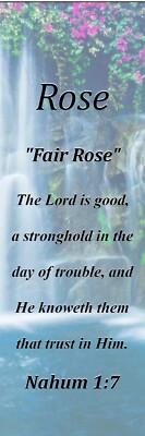 Rose "Fair Rose" Keepsake Name Meaning Bookmark with Bible Verse and ...