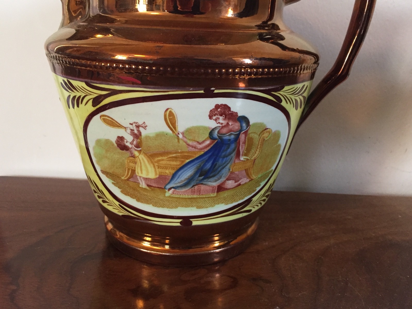 Big Staffordshire Jug Pitcher Copper Luster Canary Yellow Adam Buck ...
