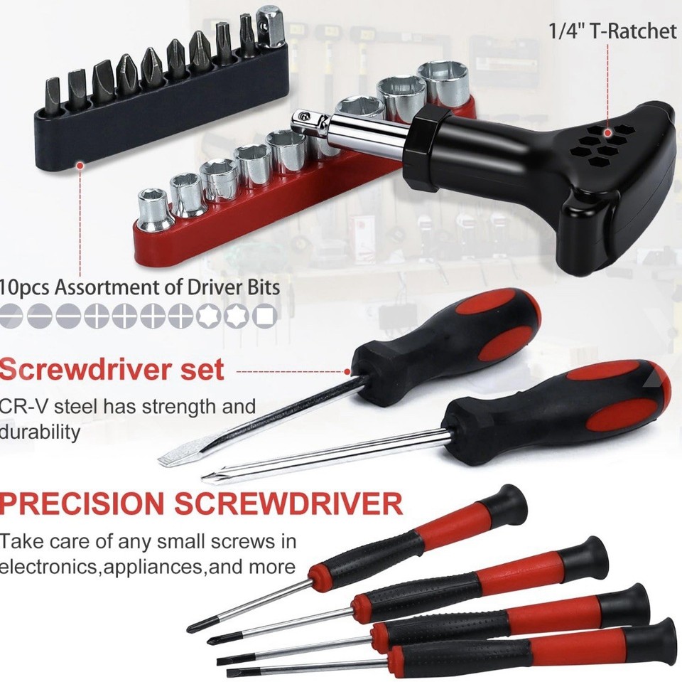 Tool Kit Set Household Hand Carry with Case Home Repair Maintenance ...