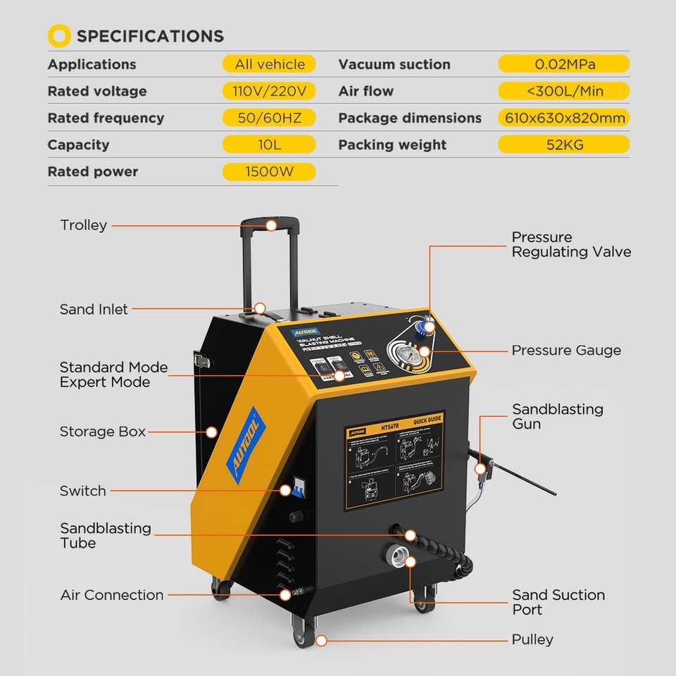 AUTOOL Walnut Blaster Engine Intake Valve Deposits Cleaner Cleaning ...