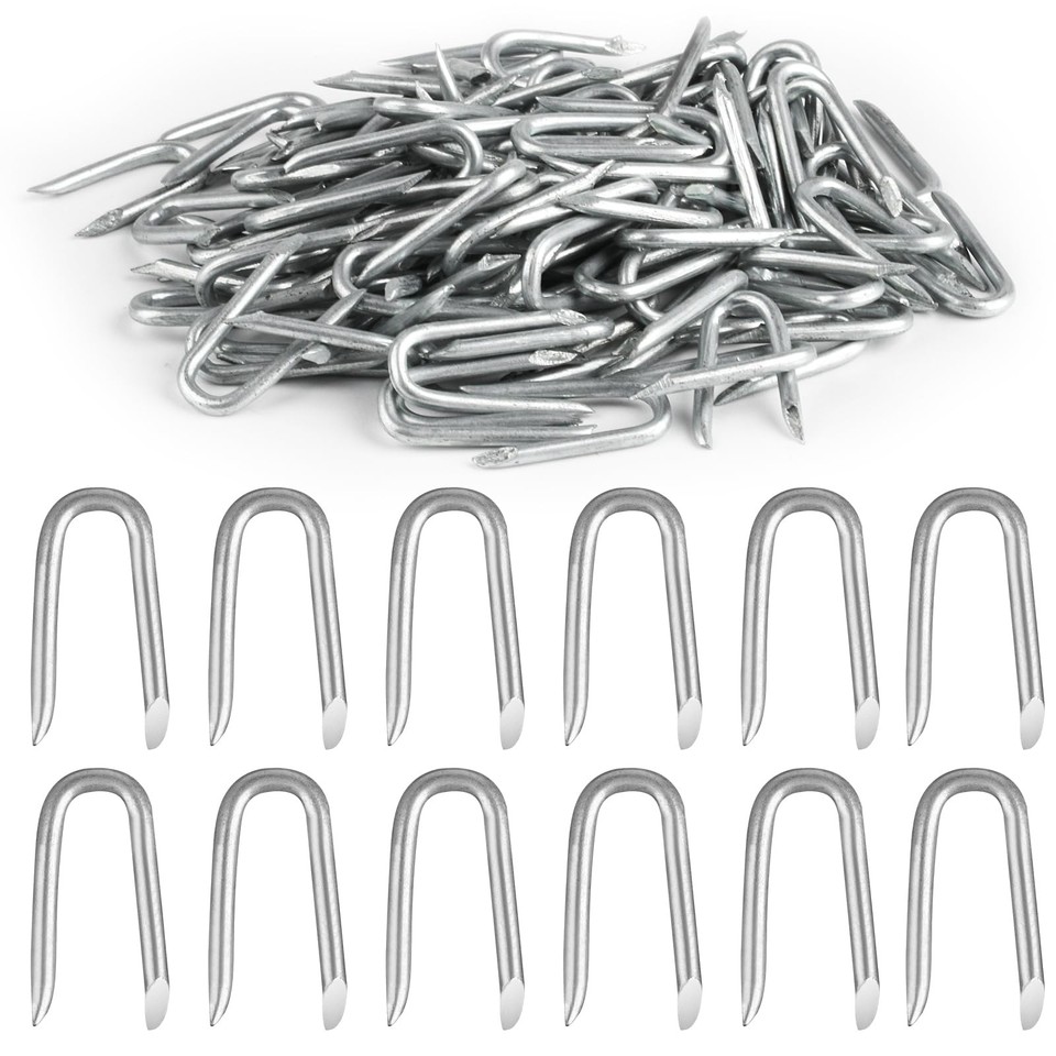 120 Pcs Galvanised U Nails for Fencing U Shaped Nails Steel Chicken ...