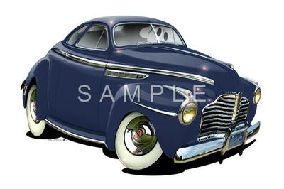 1941 Buick Coupe Cartoon Tshirt #62916 straight 8 car vintage ...