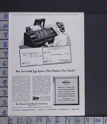 1943 NATIONAL REGISTER WW2 WARTIME SECRETARY PAYCHECK DAYTON VINTAGE AD ...