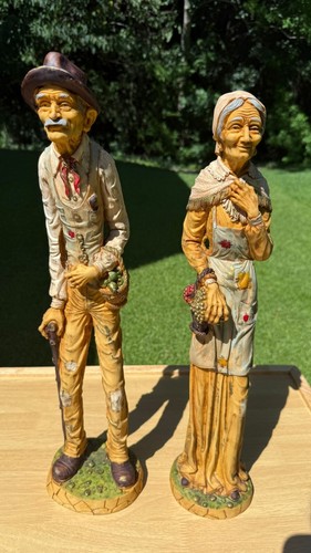 Vintage L. Toni - Italian Sculpture 20" - Elderly Couple -(Perfect Cond ...