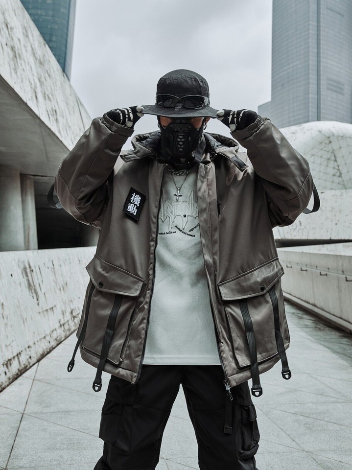 Niepce Japanese Streetwear Winter Parka Jacket with Strap Casual ...