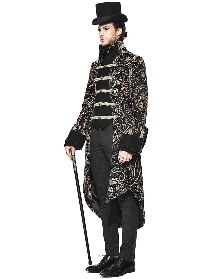 Devil Fashion Mens Monarch Coat - Black & Gold | eBay