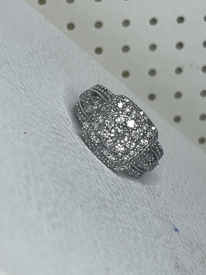 1.00 Ct Crushed Diamond Engagement Ring. 925 Pure Stealing Silver | eBay