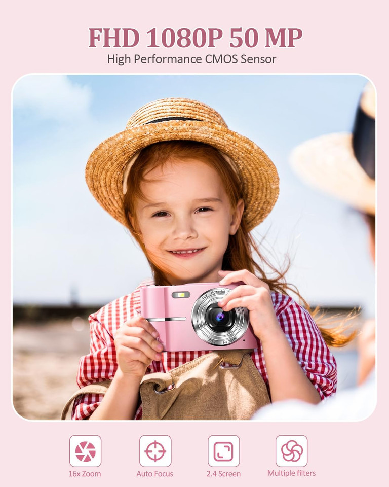 Upgrade Digital Camera, 50MP Full High Definition 1080P Camera with 16X ...