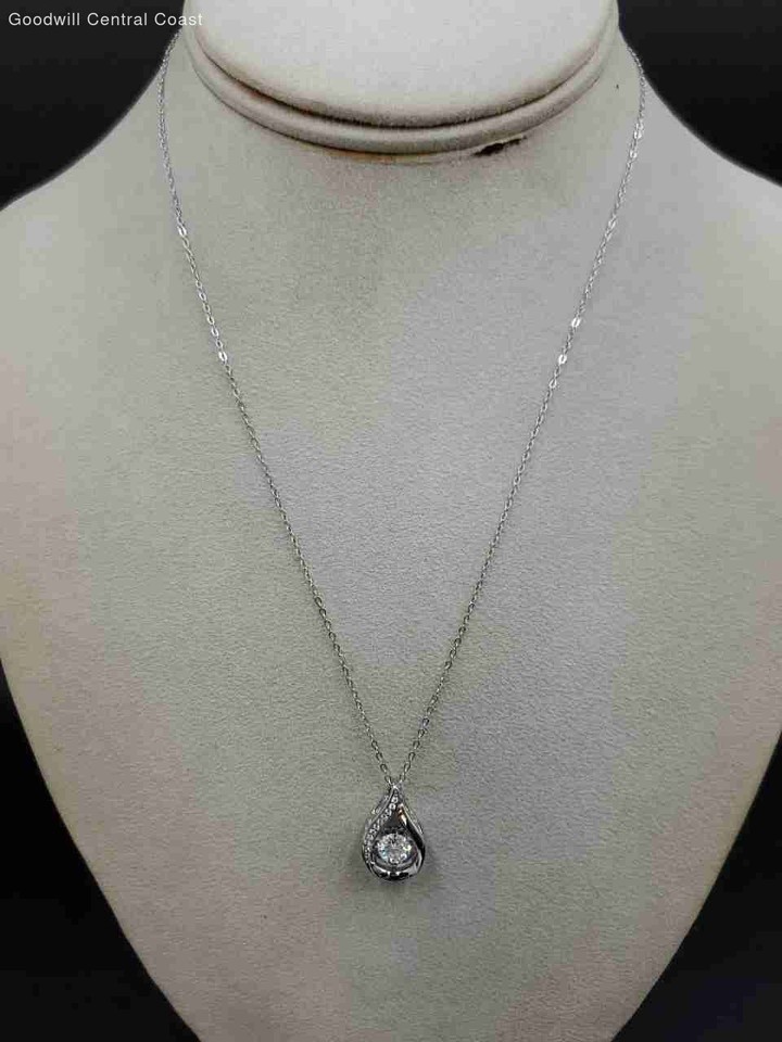Sterling Silver Cable Chain Diamond Necklace W/ Crystals | eBay