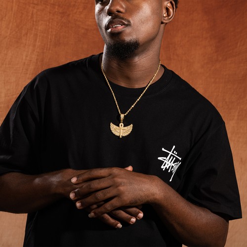 Hip Hop Jewelry Big Wings Anhe Cross Pendant Gold Filled Zircons Rapper ...