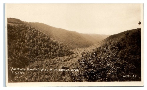 RPPC Cheat Mountains, US Highway 50, West of Aurora, WV Real Photo ...