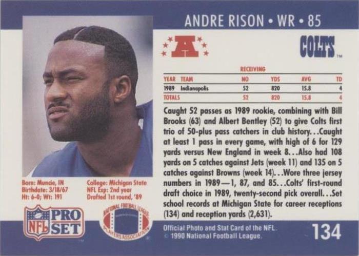1990 Pro Set Andre Rison #134 for sale | eBay
