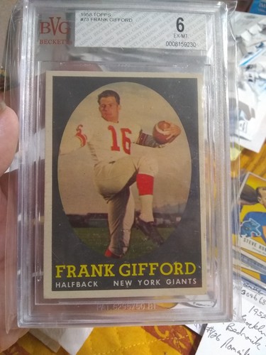 Rare 1958 Topps NFL Football #73 Frank Gifford BVG PSA BGS 6 EX/MT ...