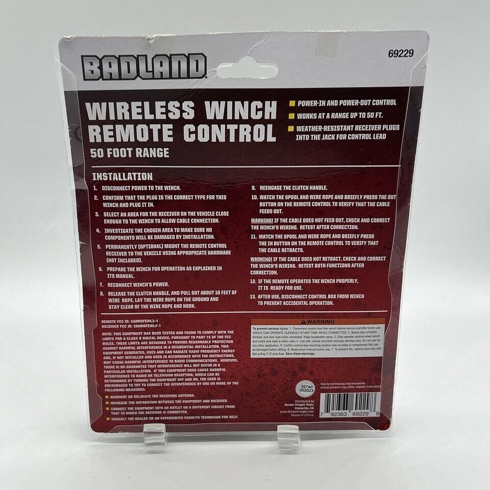 Badland Wireless Winch Remote Control 50 Foot Range Accessory User ...