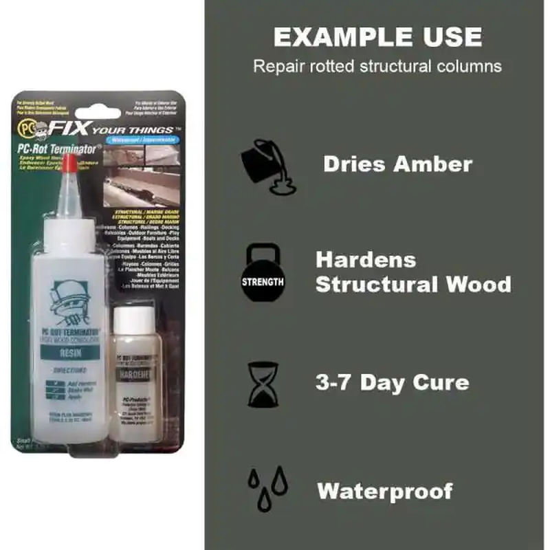 Wood Hardener PC-Rot Terminator Waterproof Restore Repair Epoxy Resin 1 ...