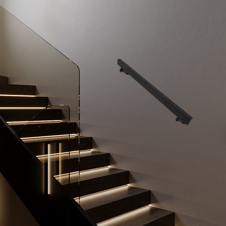 4FT Modern Rectangle Stair Railing Kit Stainless Steel Stair Handrail ...