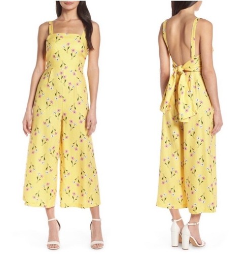 Finders Keepers Limoncello Cropped Jumpsuit Wide Leg Linen Flower ...