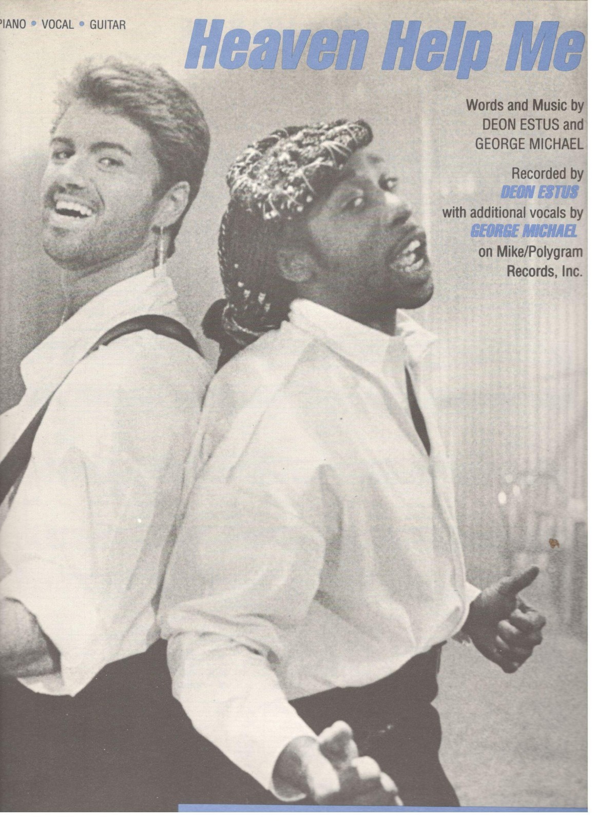 DEON ESTUS/GEORGE MICHAEL-HEAVEN HELP ME-SHEET MUSIC-PIANO/VOCAL/GUITAR ...