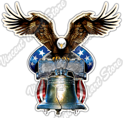 Liberty Bell Bald Eagle Pride USA America Car Bumper Vinyl Sticker ...