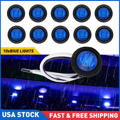 12V 10x Blue Side Marker Lights Truck Trailer Round 3/4"LED Bullet ...