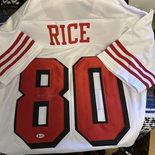 JERRY RICE #80 Hand Signed Autographed White Jersey NFL BAS COA | eBay