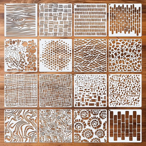 12 Pcs Stencils for Crafts Reusable, Texture Stencils for Painting ...