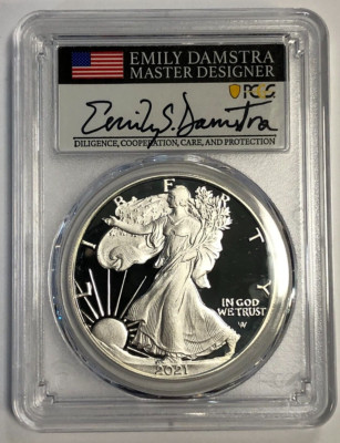 2021 W American Silver Eagle ADVANCED RELEASE SIGNED EMILY DAMSTRA ...