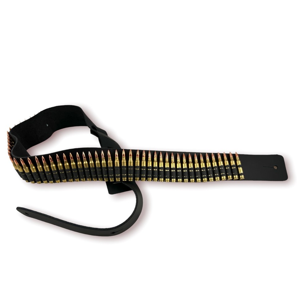 Brass Bullet 50 Link Brass Guitar Strap Genuine Leather Punk Rock ...