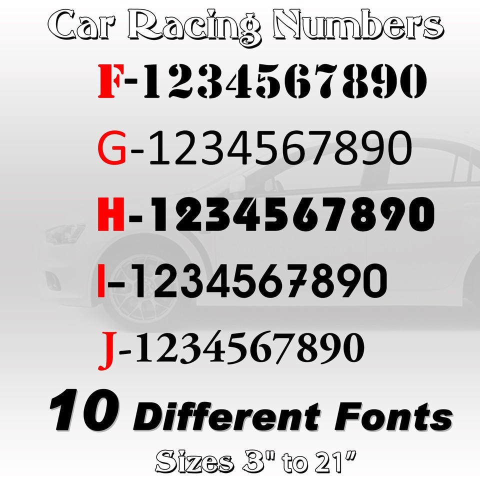 2 pack Racing Car numbers circle door custom number rally sport die-cut ...