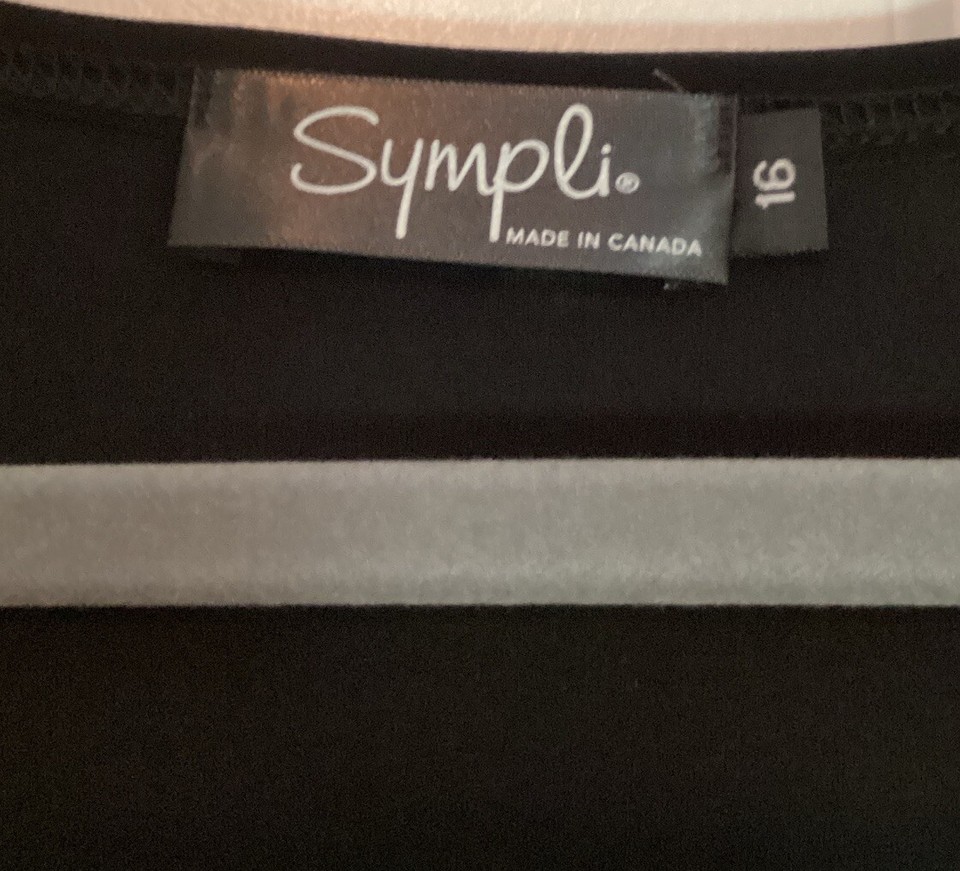 Sympli Black/beige poly/spandex, asymmetric hem, 3/4 sleeves, size 16 | eBay