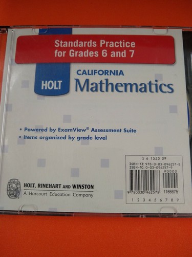 Holt Mathematics California Standard Practice for Grade 6 and 7 CD ROM ...