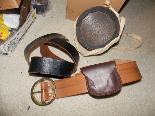 CIVIL WAR ERA STYLE BELTS , CAP BOX & WOOD CANTEEN | eBay