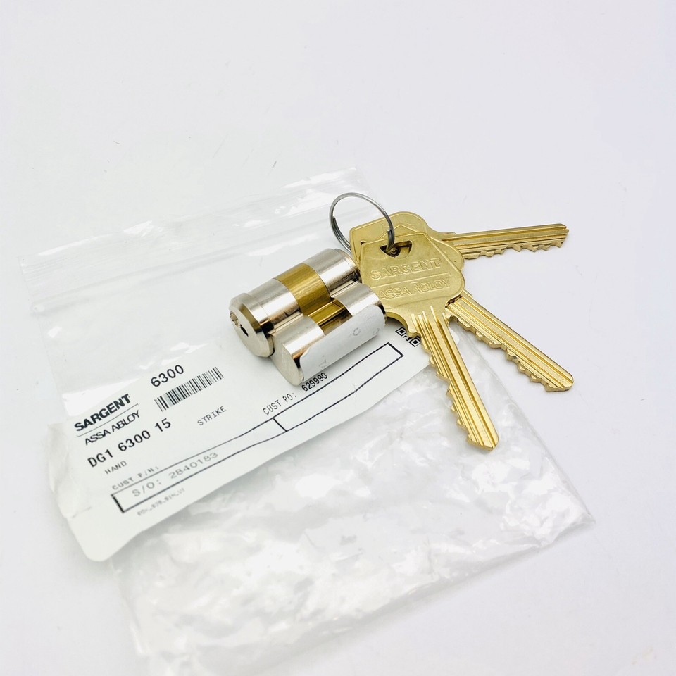 SARGENT ASSA ABLOY DG1 6300 15 LOCK CYLINDER LOCK & 3 KEYSET / KEYWAY ...