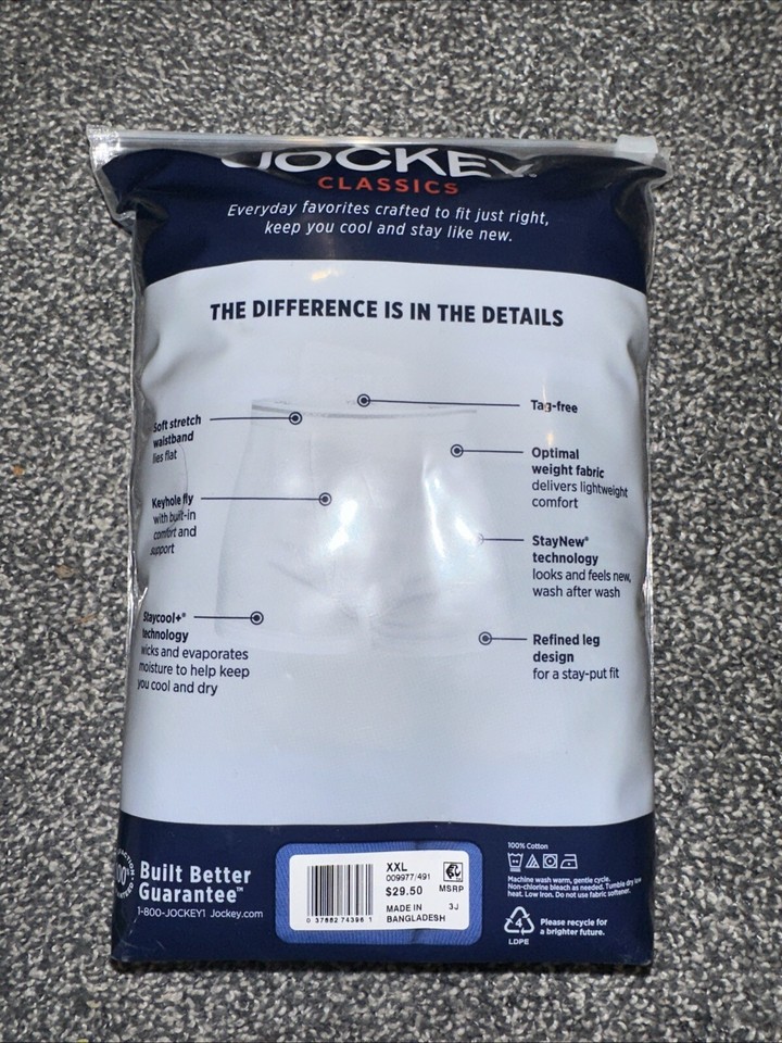 Jockey Boxer Briefs Men's Extra Extra Large Full Rise Boxer Brief ...