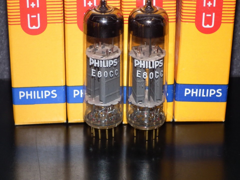 Philips E80CC 6085 Platinum Matched pair NOS NIB Heerlen 1960 Gold Pins ...