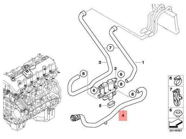 OEM BMW E65 Hose Heater Control Valve and Water Pump 64216938433 ...
