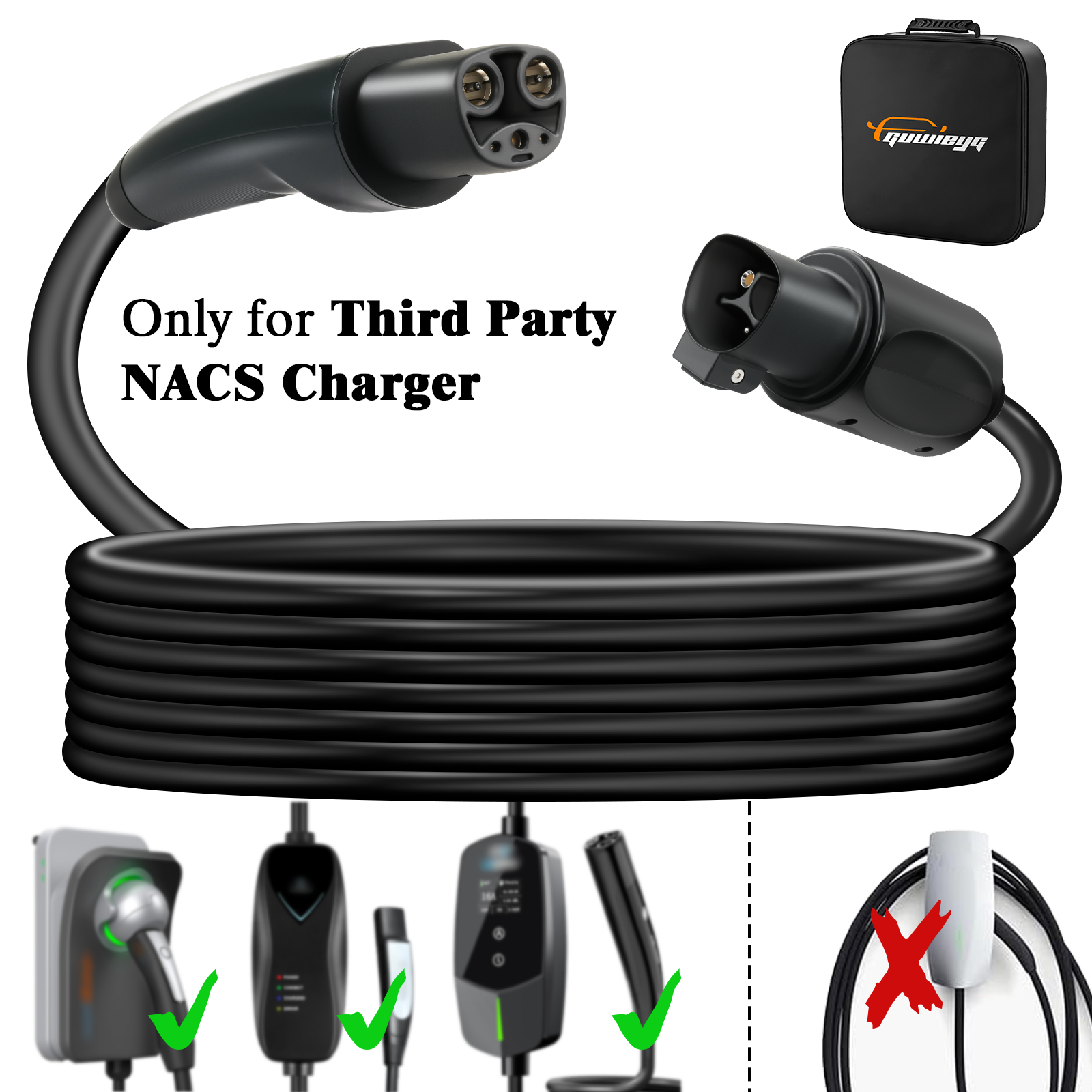 21FT NACS Extension Cable, Max 48A, 240V, NACS Charger Extension Cord ...