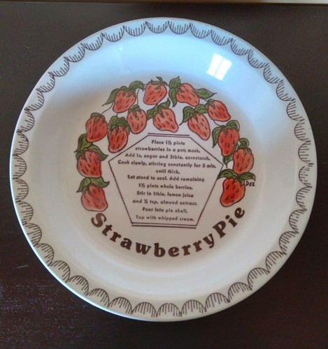 Vintage Strawberry Pie Plate With Recipe Ceramic 10.5" | eBay