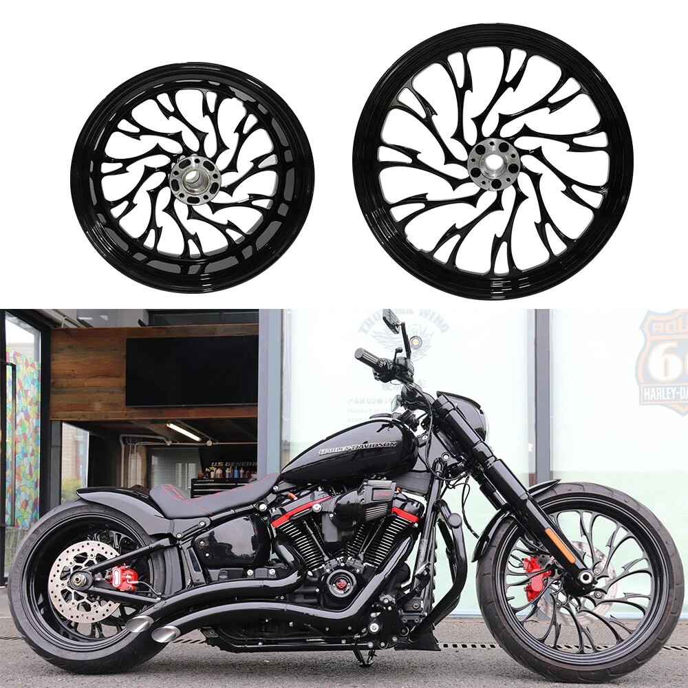 Hoprousa 21x3.5" Front Wheels Custom Forged Gloss Black Rims For 2018 ...