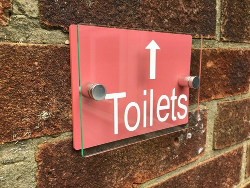 RED TOILET DIRECTIONAL SIGN TOILET STRAIGHT ARROW WALL PLAQUE TOILET ...