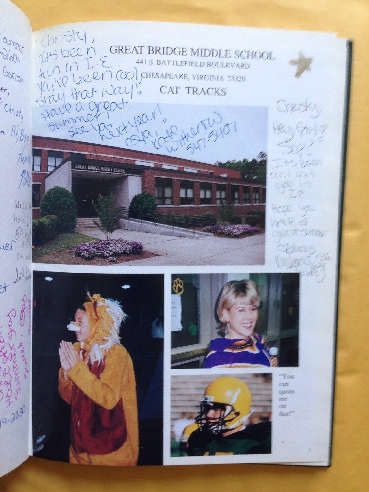 1998 GREAT BRIDGE MIDDLE SCHOOL YEARBOOK, THE CAT TRACKS, CHESAPEAKE ...
