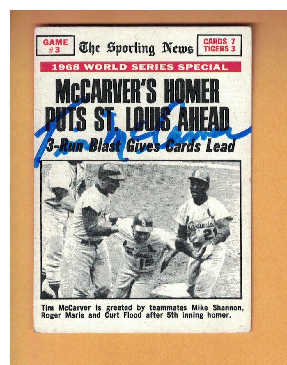 Tim McCarver AUTOGRAPHED 1969 TOPPS BASEBALL CARD SIGNED ST. LOUIS ...