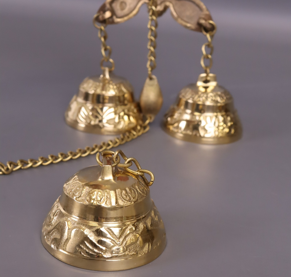 Antique Style Shopkeepers Triple Bell ~ Brass Store Doorbell (Missing ...