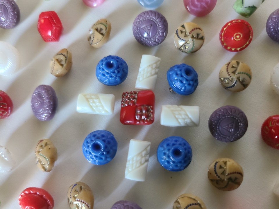 78 Vintage Antique Glass Diminutive Buttons VARIOUS COLORS PATTERNS | eBay